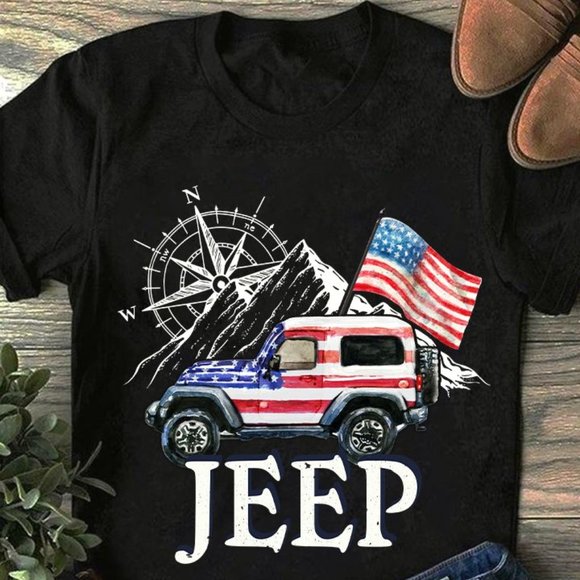 Gildan | Shirts | Jeep T Shirt Jeep Flag Compass Jeep Tee Shirts Gift ...